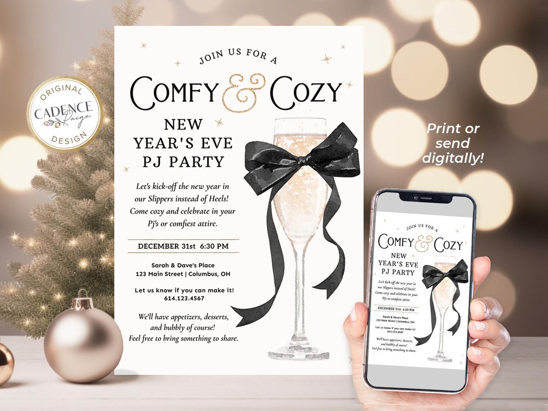Casual New Year's Eve Party Invitation, Cozy NYE Party Invite, New Year ...