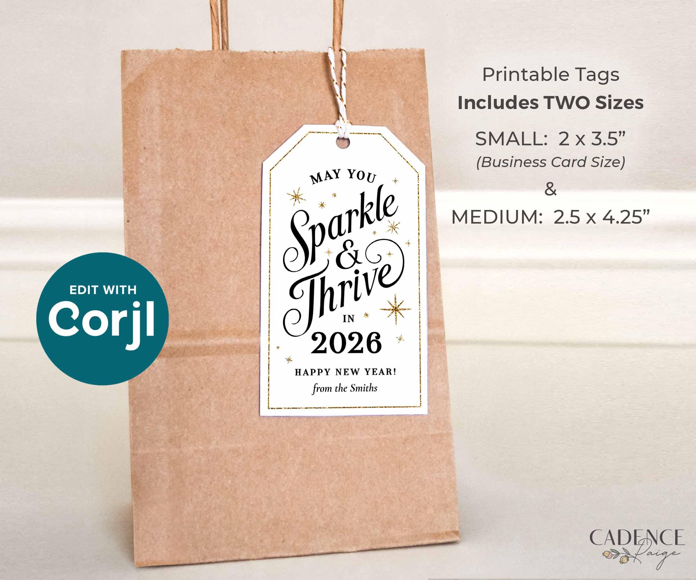 Happy New Year Gift Tag, Printable New Years Tag, New Years Eve ...