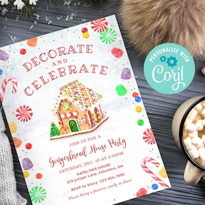 Gingerbread House Decorating Party Invitation, Fun Holiday Party ...