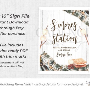 8 X 10 S'mores Sign, S'mores Station Sign, Smores Bar, Printable S ...