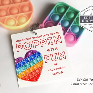 Valentine's Day Pop It Tags, Classroom Valentines, Printable Pop It ...