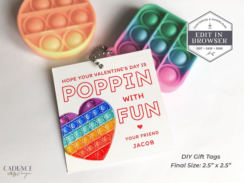 Valentine's Day Pop It Tags Classroom Valentines - Etsy