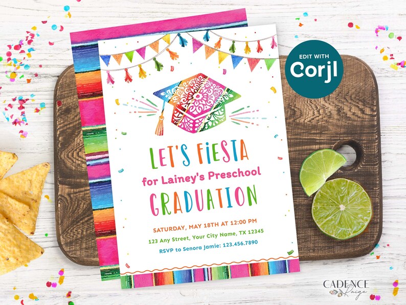 Preschool Graduation Invitation Template for Fiesta Grad Party End of ...