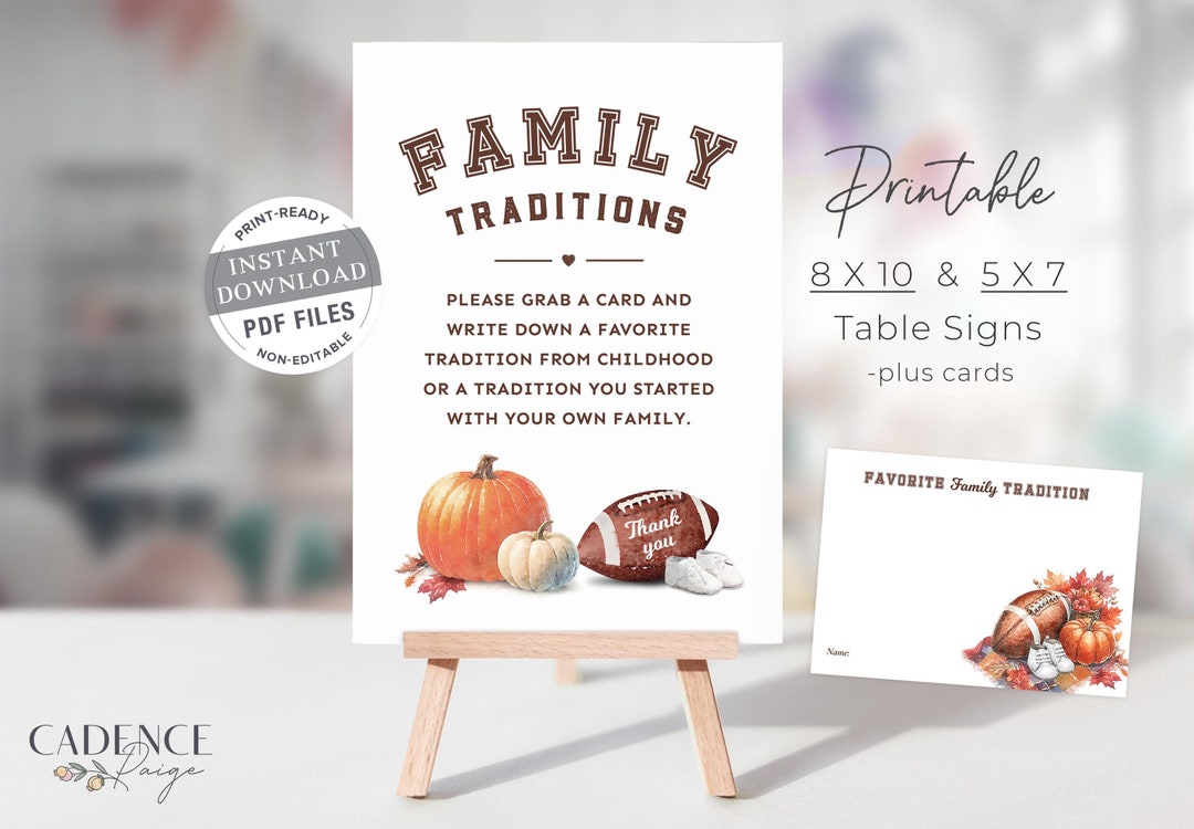 Family Traditions Sign for Fall Baby Shower Tailgate Baby Shower Family ...