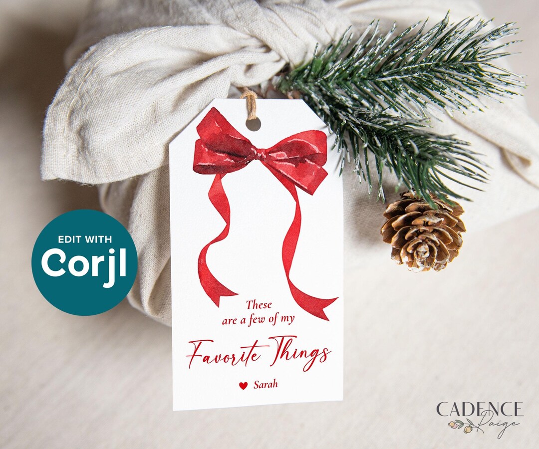 Favorite Things Gift Tags, Christmas Gift Tags With Bow, Printable ...