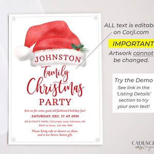 Family Christmas Party Invitation, Printable Christmas Party Invitation ...