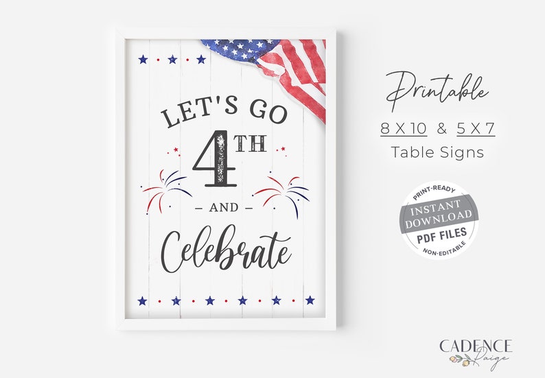 4th of July Party Sign, Welcome Sign for 4th of July Printable Let's Go ...