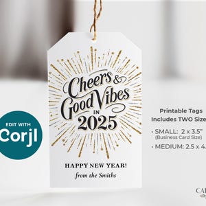 Happy New Year Gift Tag, Printable New Years Tag, Editable New Years ...
