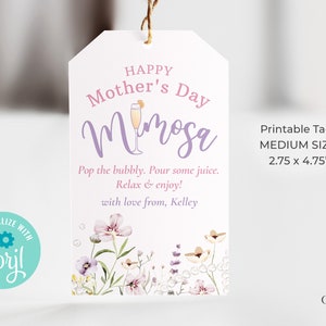 Mother's Day Gift Tag for Mimosa Gift Tag for Mom Friends Mother's Day ...