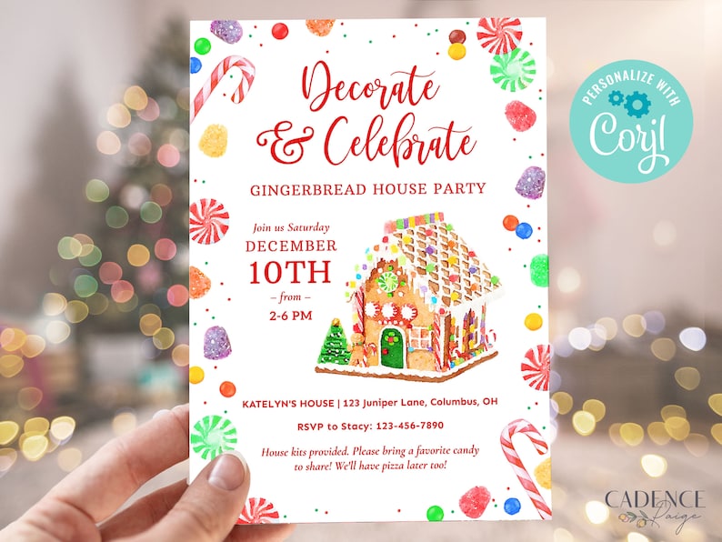 Gingerbread House Party Invitation Fun Holiday Party - Etsy