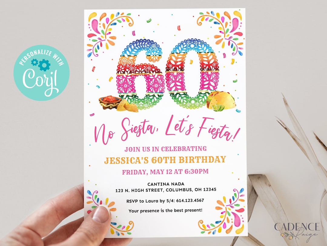 60th Birthday Invitation Fiesta Theme, Taco Bout 60 Invitation, 60th ...