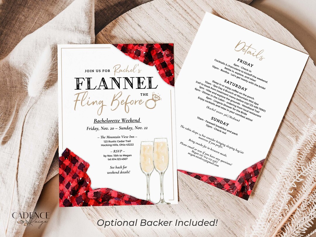 Flannel Fling Bachelorette Party Invitation Plaid - Etsy