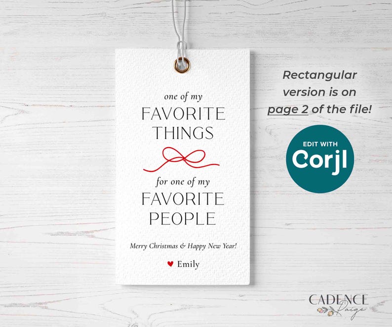 Favorite Things Gift Tags | Editable Holiday Label | Printable PDF - Etsy