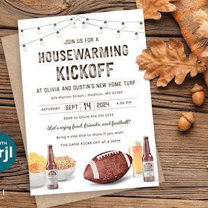 Housewarming Party Invitation Football Housewarming Kickoff Invite ...