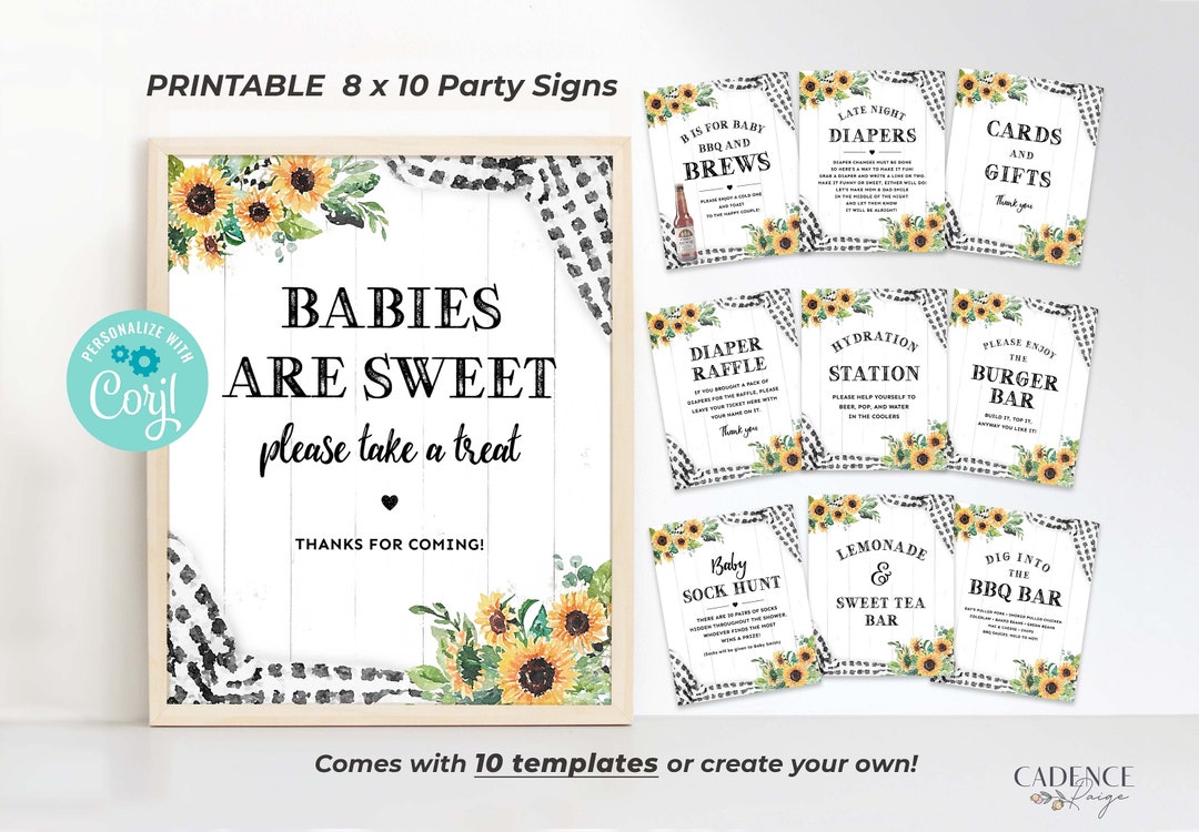 Baby-q Shower Signs, BBQ Baby Shower Signs, Babyq Decor, 8 X 10 Shower ...