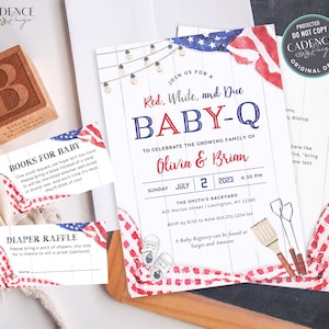 Red White and Due Baby Shower Bundle, Patriotic Babyq Shower ...