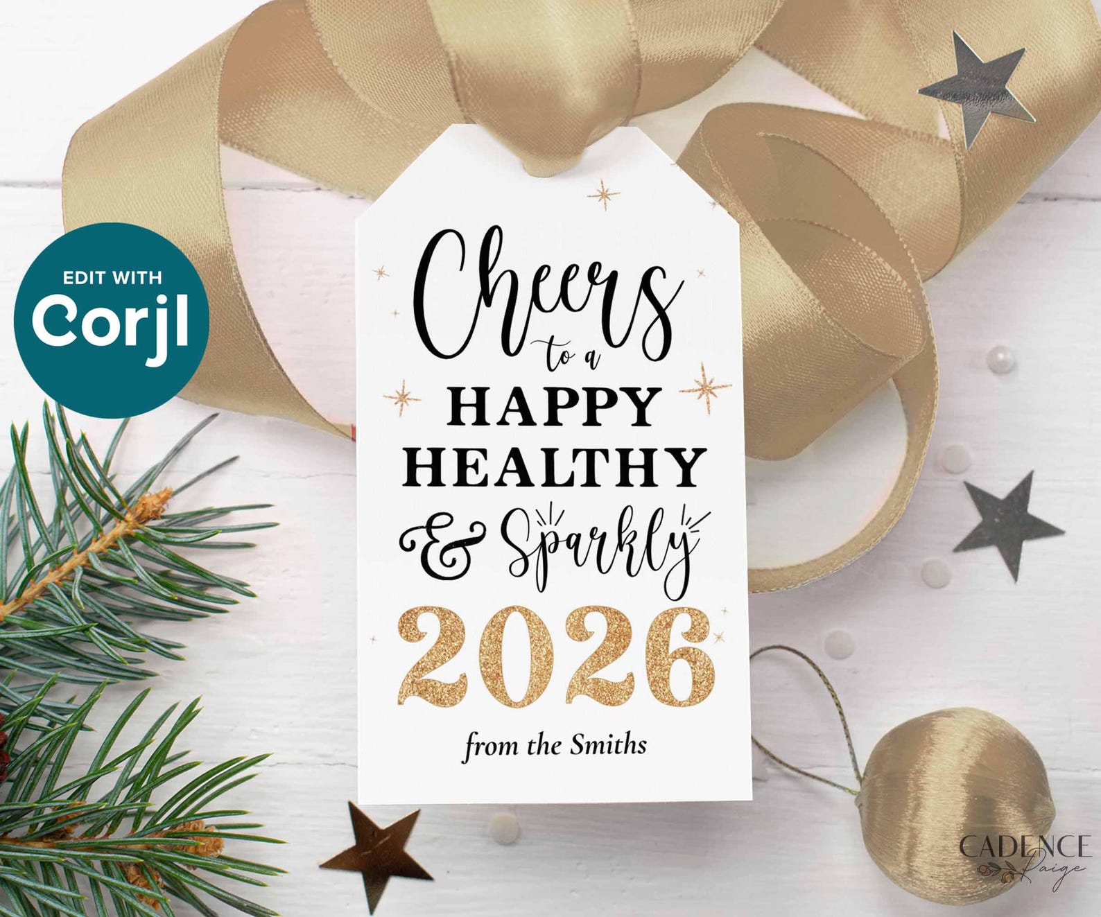 Happy New Year Gift Tag, Printable New Years Tag, Editable New Years ...