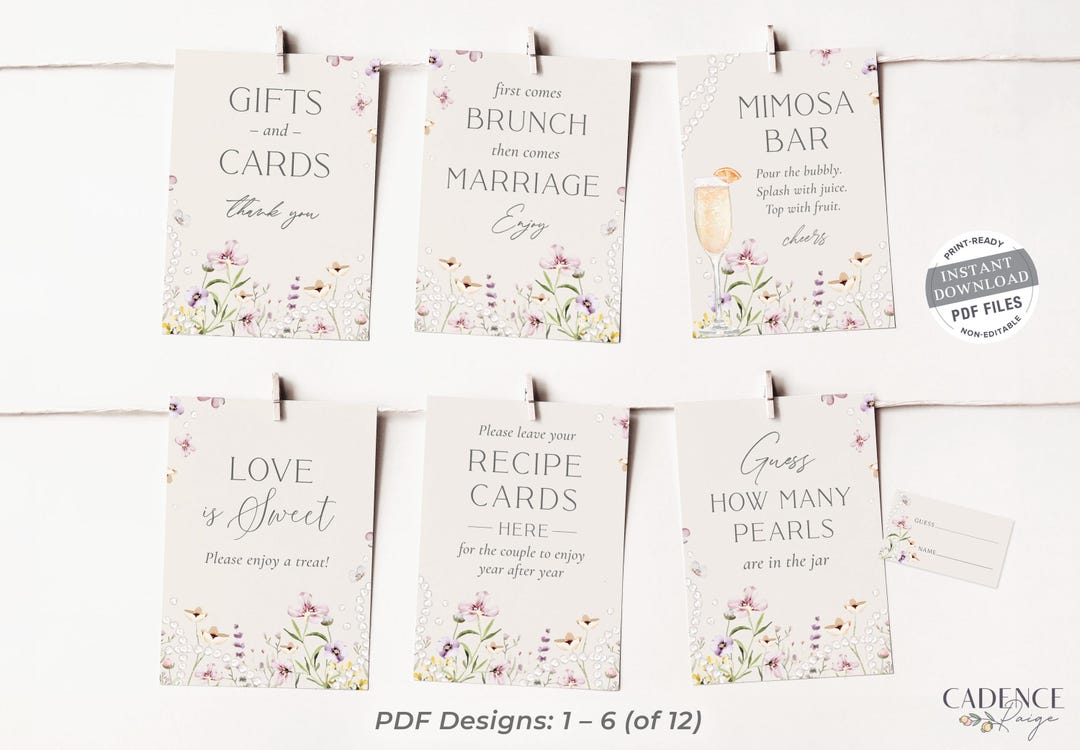 Petals and Pearls Bridal Shower Signs, Decor for Bridal Shower With ...