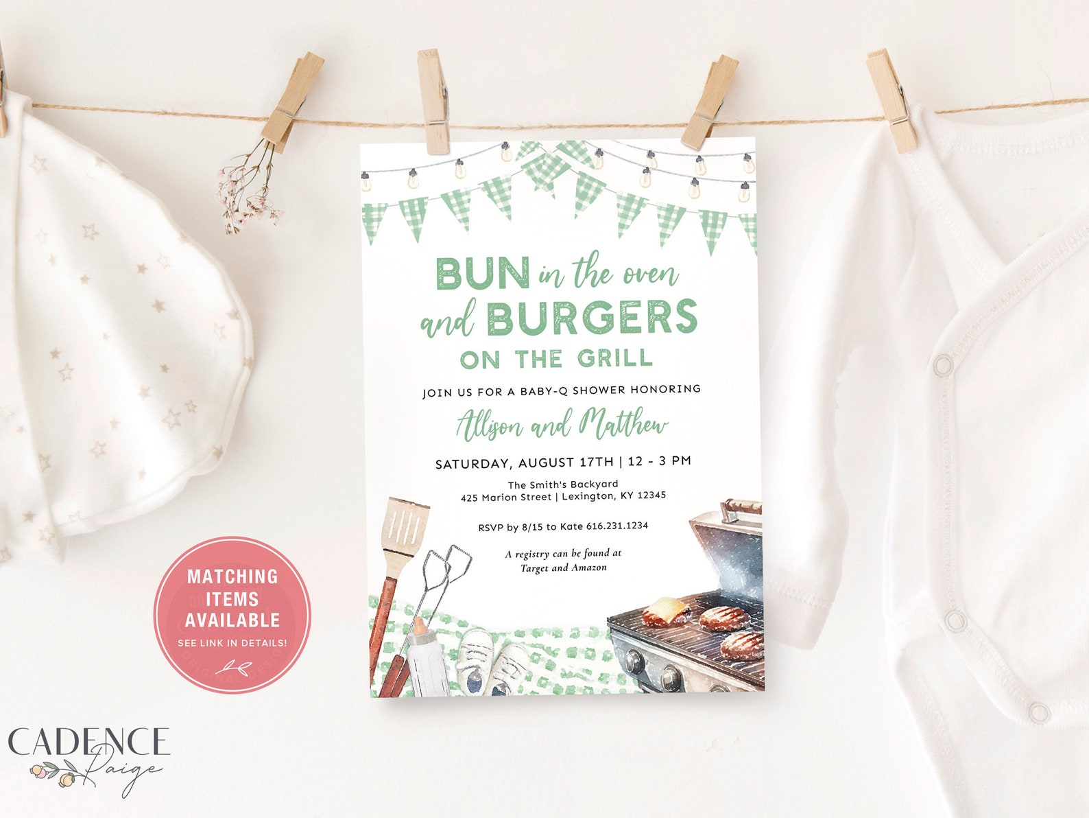 Printable Bun in the Oven Favor Tags Babyq Green Baby Shower BBQ Favors ...