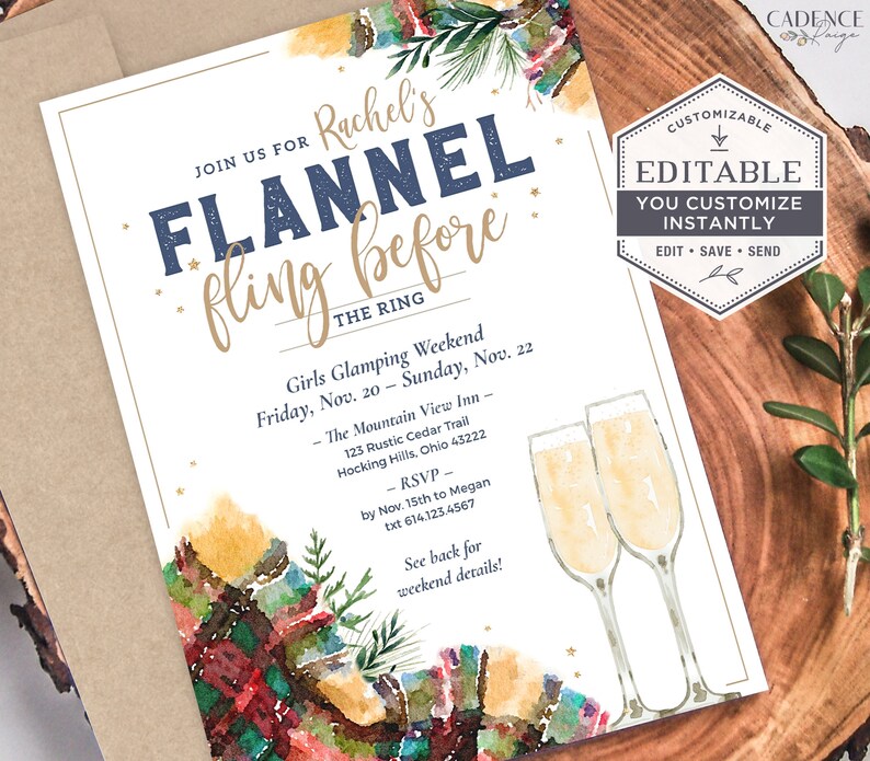 Flannel Fling Bachelorette Party Invite Winter Bachelorette | Etsy