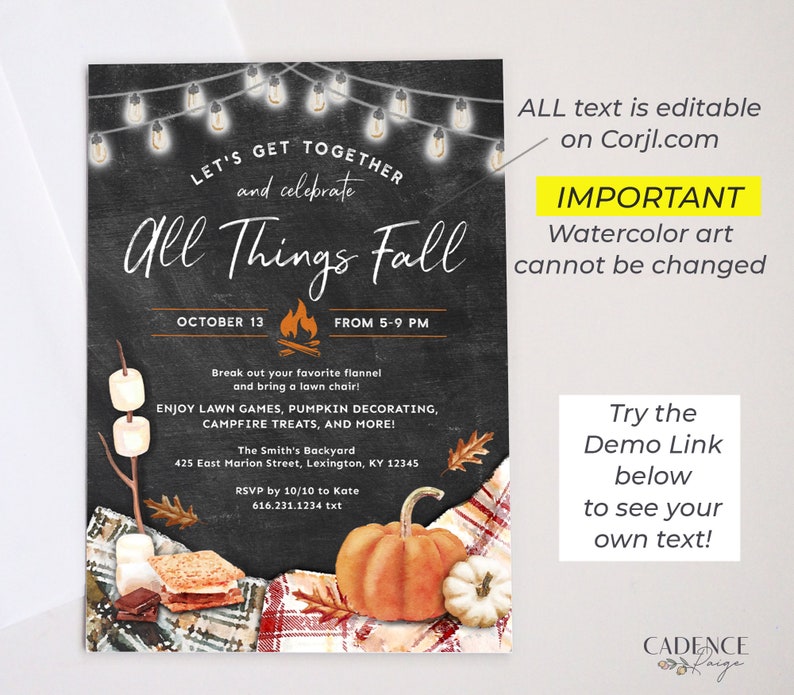 Fall Celebration Party Invitation Neighborhood Fall Party - Etsy