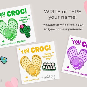 You Croc Valentine's Day Gift Tag, Shoe Charm Valentines Day Tag, Easy ...
