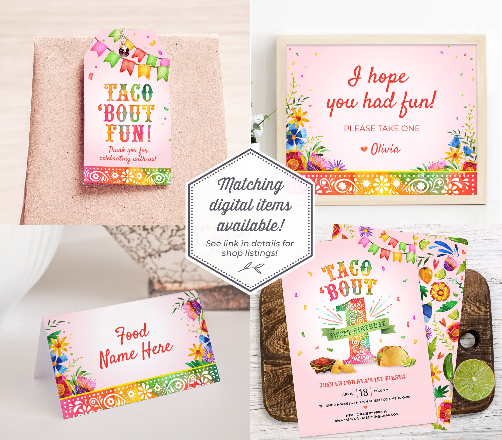 Fiesta Food Signs First Birthday Fiesta Decor Printable Taco | Etsy