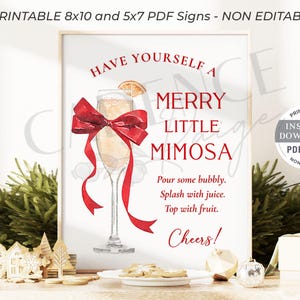 Christmas Mimosa Bar Sign Printable Merry Mimosa Bar Sign, Merry Little ...