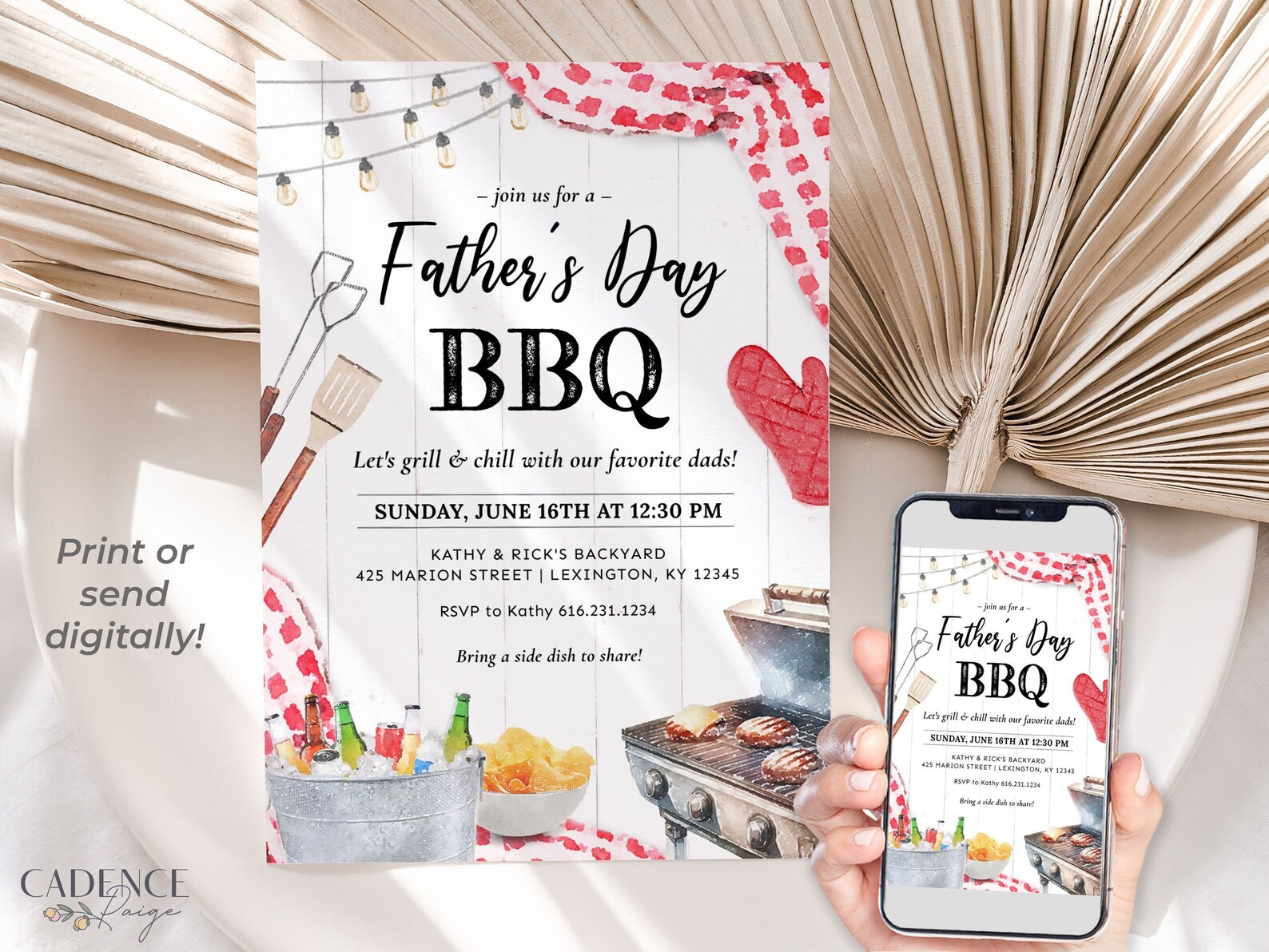 Father's Day BBQ Invitation, Father's Day Cookout, Casual Father's Day ...
