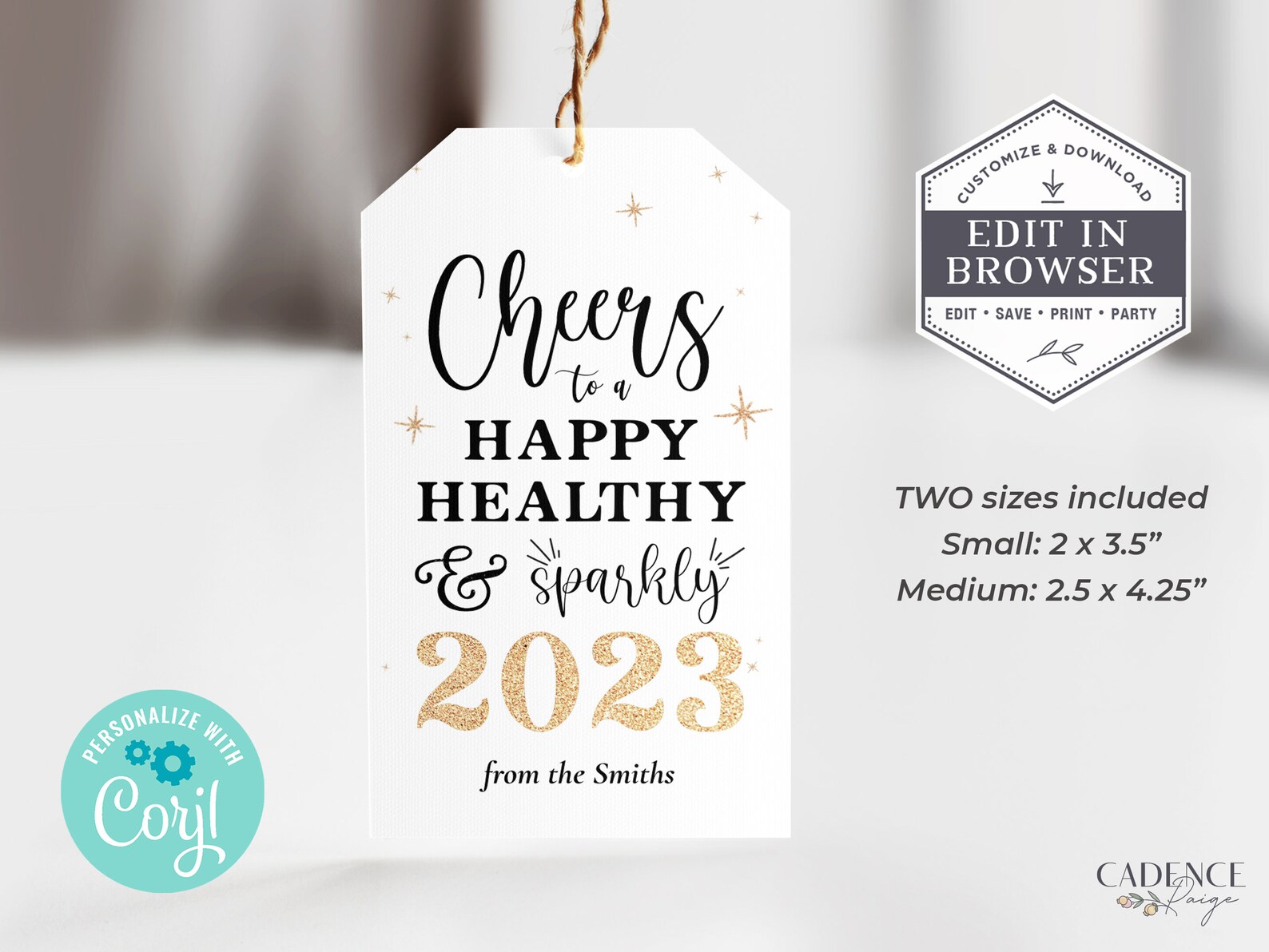 Happy New Year Gift Tag Printable New Years Tag Editable New - Etsy