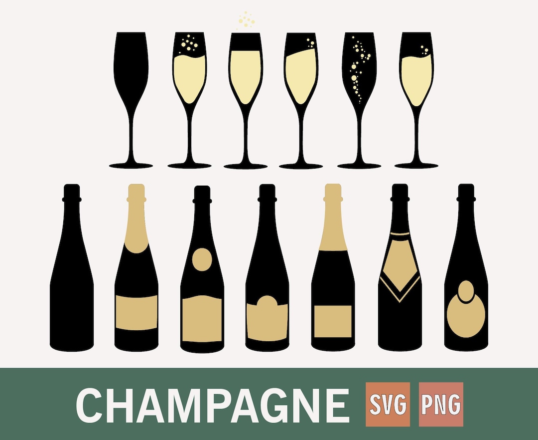 Champagne Svg Champagne Glasses Svg Champagne Bottle Svg Alcohol Bottle ...