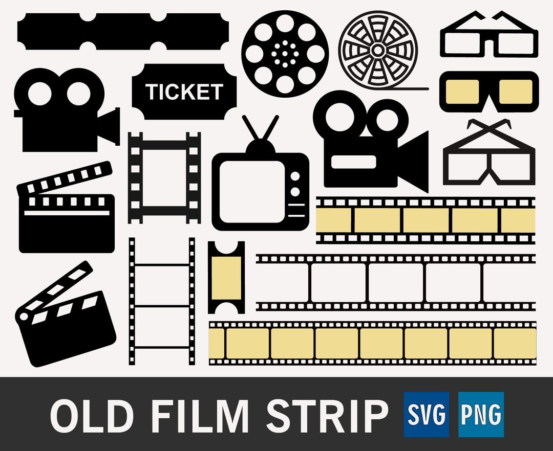 Film Strip Svg Film Clapperboard Svg Vintage Film Reel Svg Negative ...