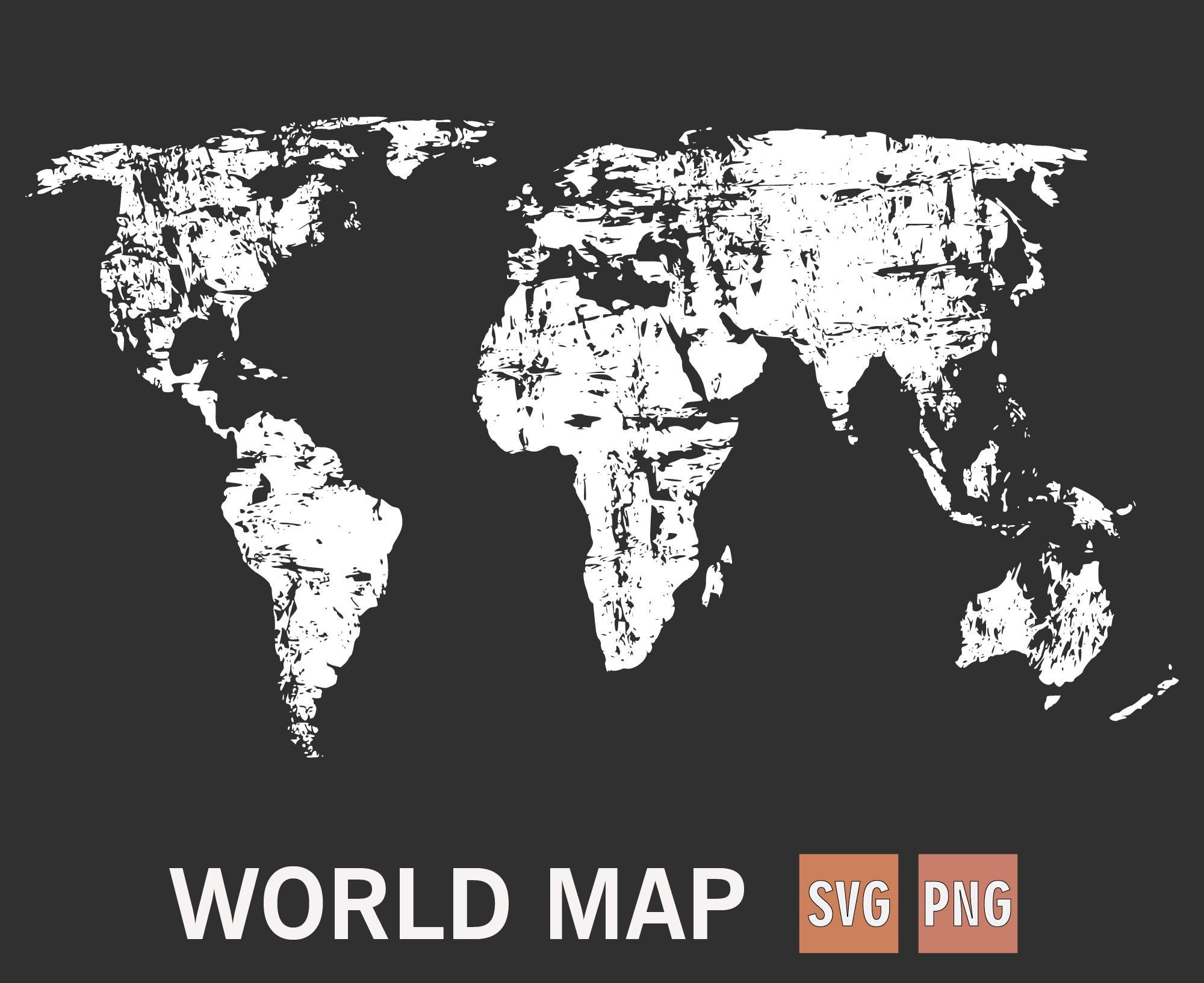 World Map Svg Map of the World Svg World Map Distressed Svg Map ...