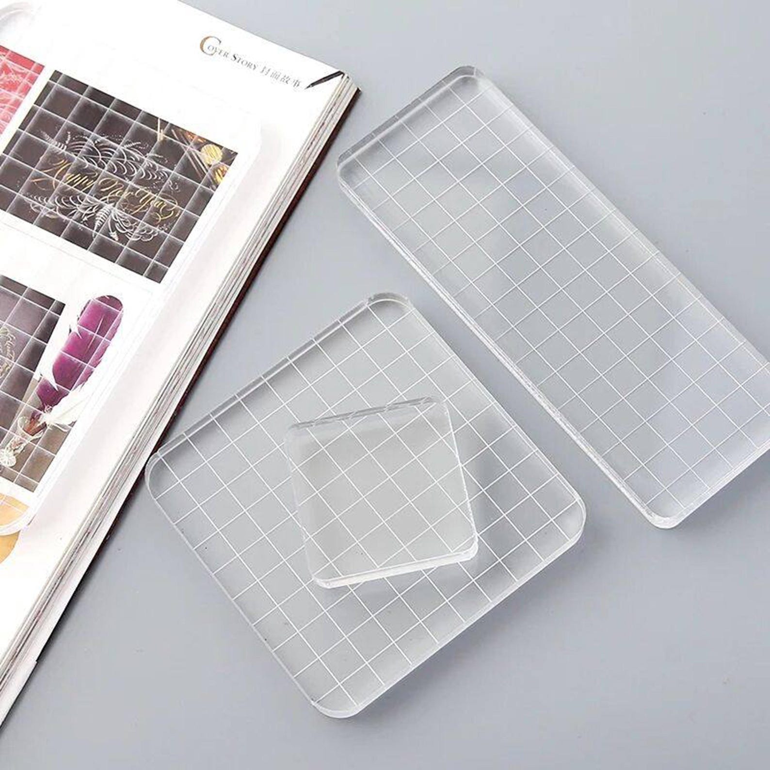 Transparent Acrylic Stamp Handle With Various Smooth & Lined Designs - Etsy