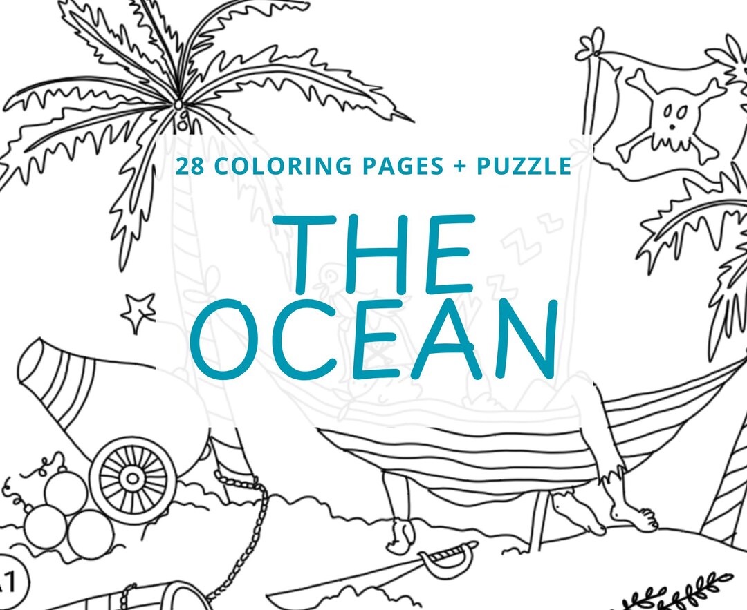 Ocean Coloring Pages Plus Puzzle - Etsy