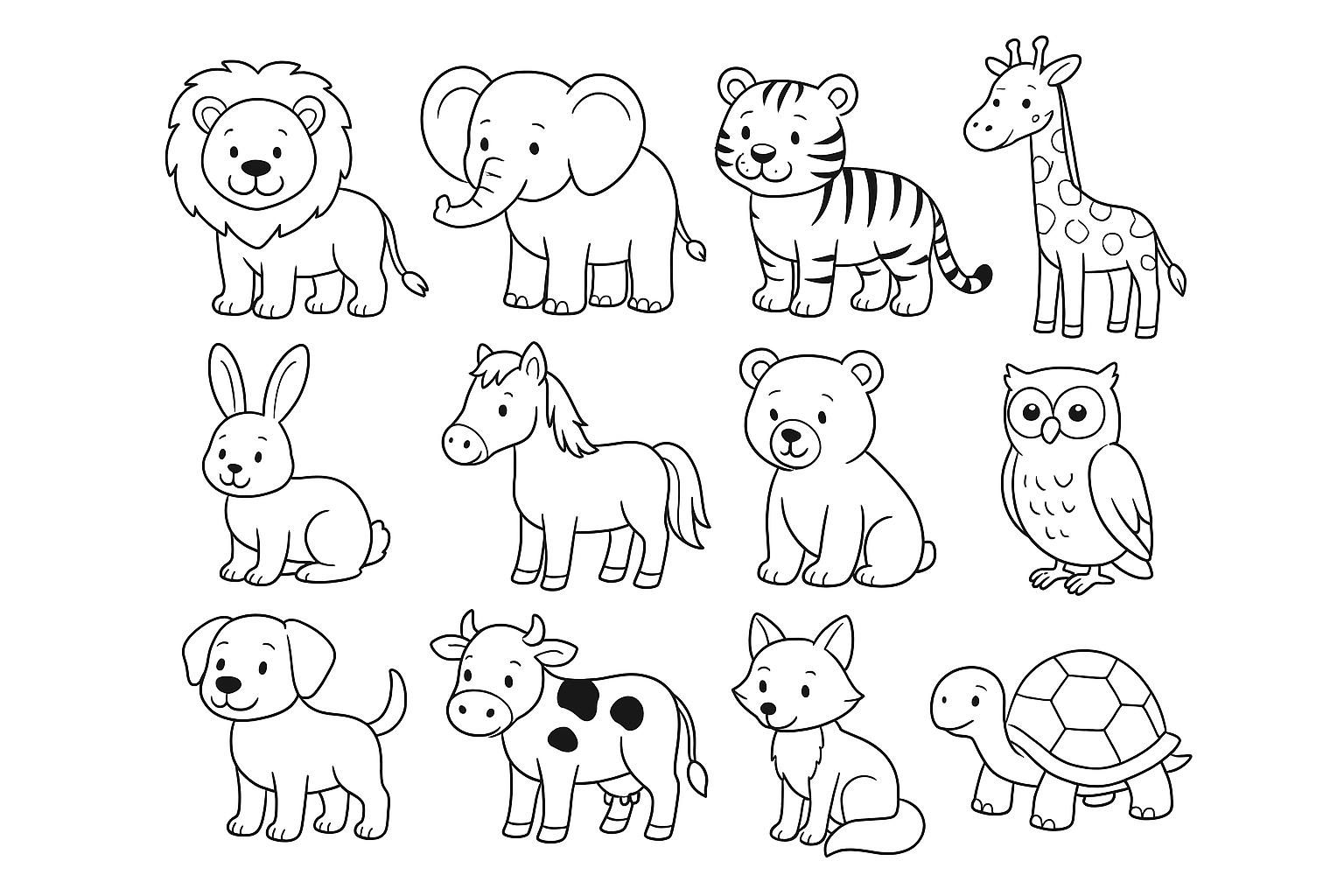 Animals Coloring Five Charts for Kids - Etsy