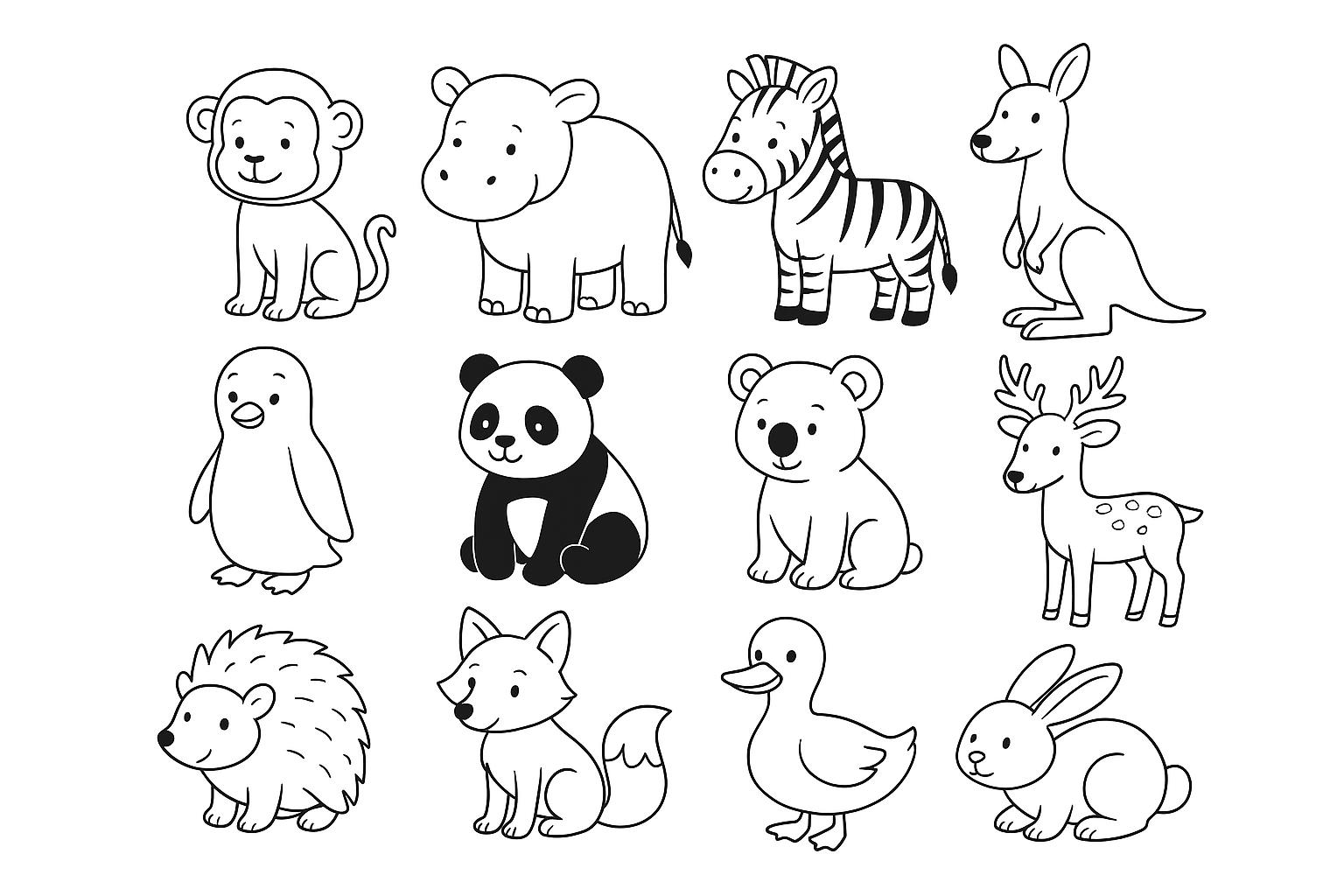 Animals Coloring Five Charts for Kids - Etsy