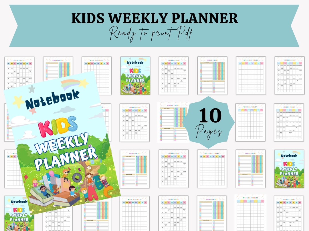 Kids Weekly Planner Printable, Kids Weekly Schedule, Planner for Kids ...