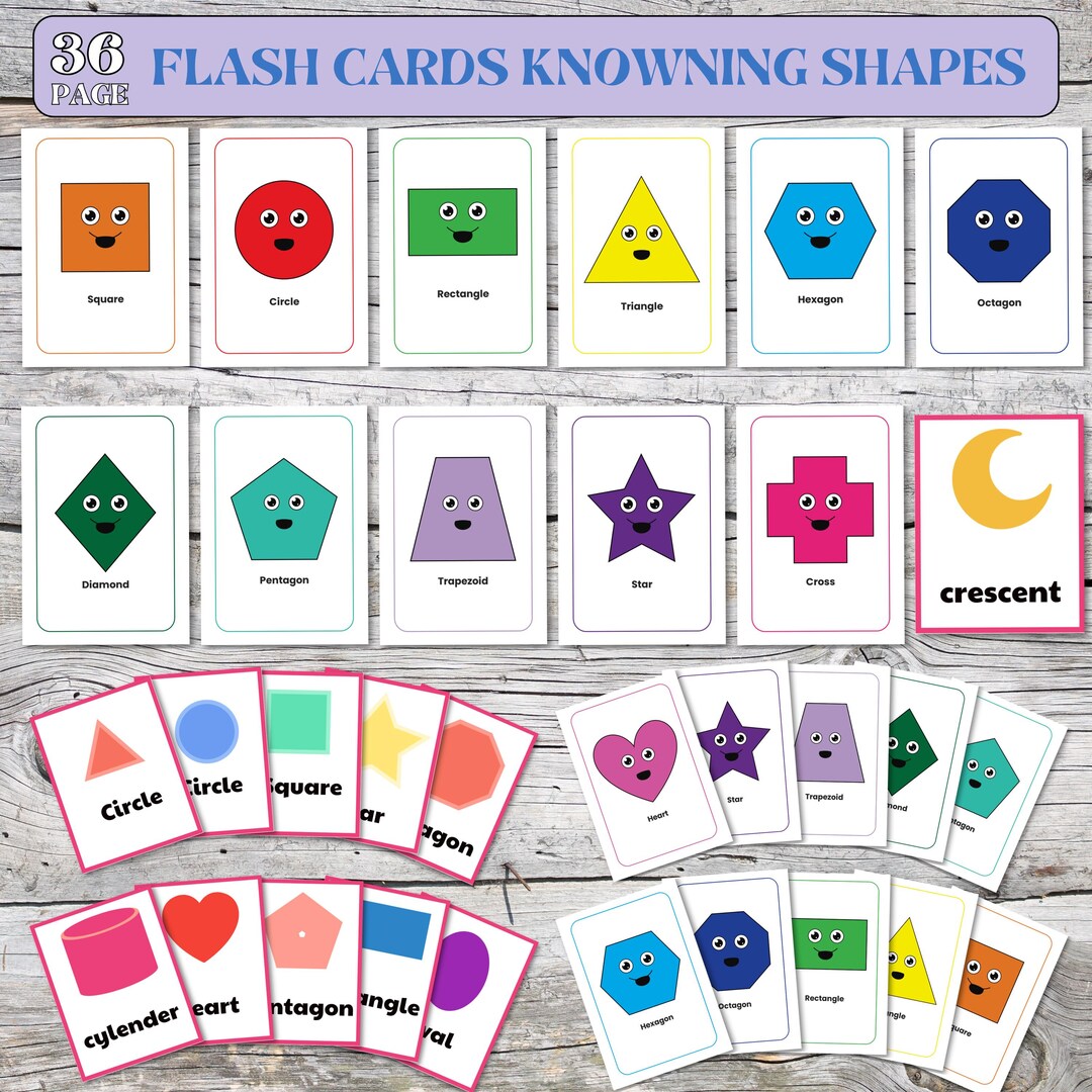 Shapes Flash Cards for Toddlers, Preschool Learning (printable Set) - Etsy
