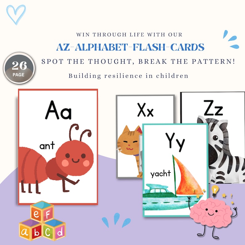 A to Z Alphabet Flash Cards for Kids, Early Learning - Etsy