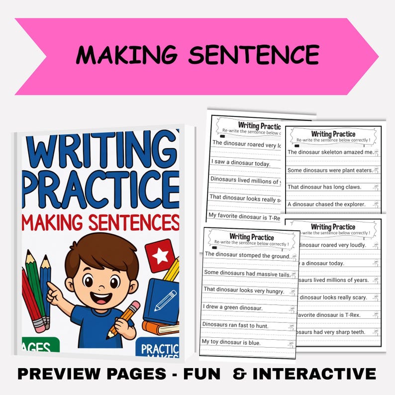 Printable Sentence Writing Worksheets, Write the Sentence Worksheets ...