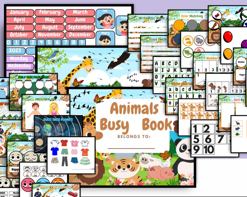 Animal Busy Book for Kids | Printable Learning Binder (PDF) - Etsy