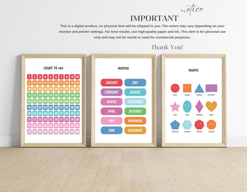 Colorful Classroom Posters, Early Learning Charts (printable) - Etsy