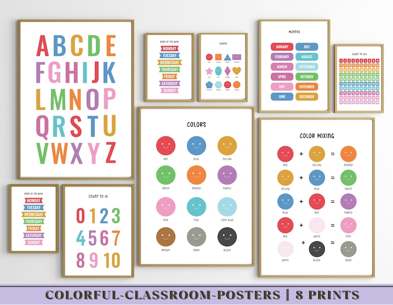 Colorful Classroom Posters, Early Learning Charts (printable) - Etsy