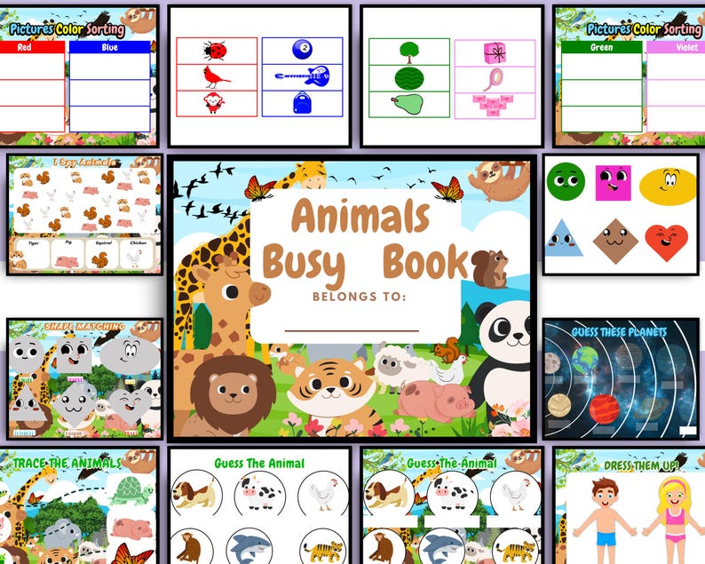 Animal Busy Book for Kids | Printable Learning Binder (PDF) - Etsy