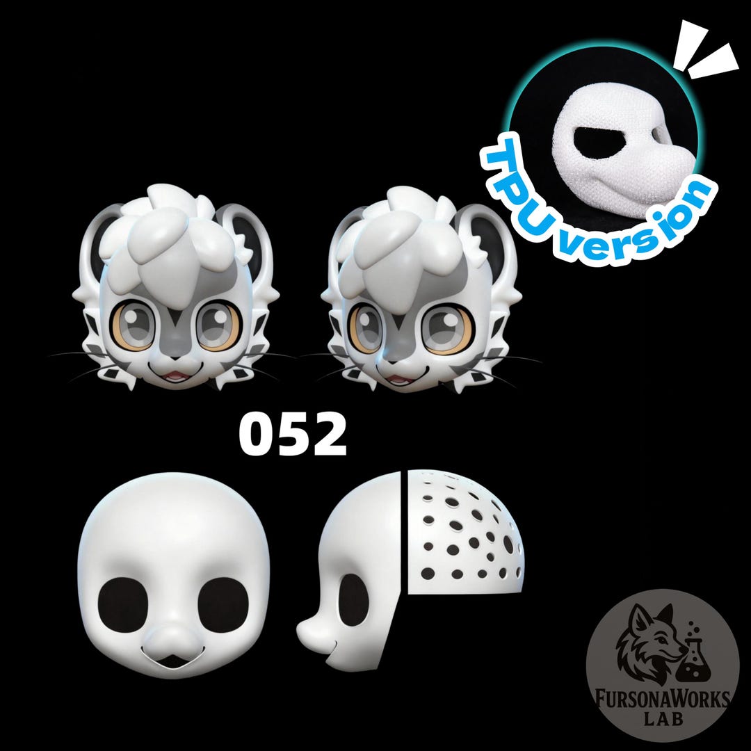 Snow Leopard Short Snout Furry Mask Base 3D Printed Japanese Style ...