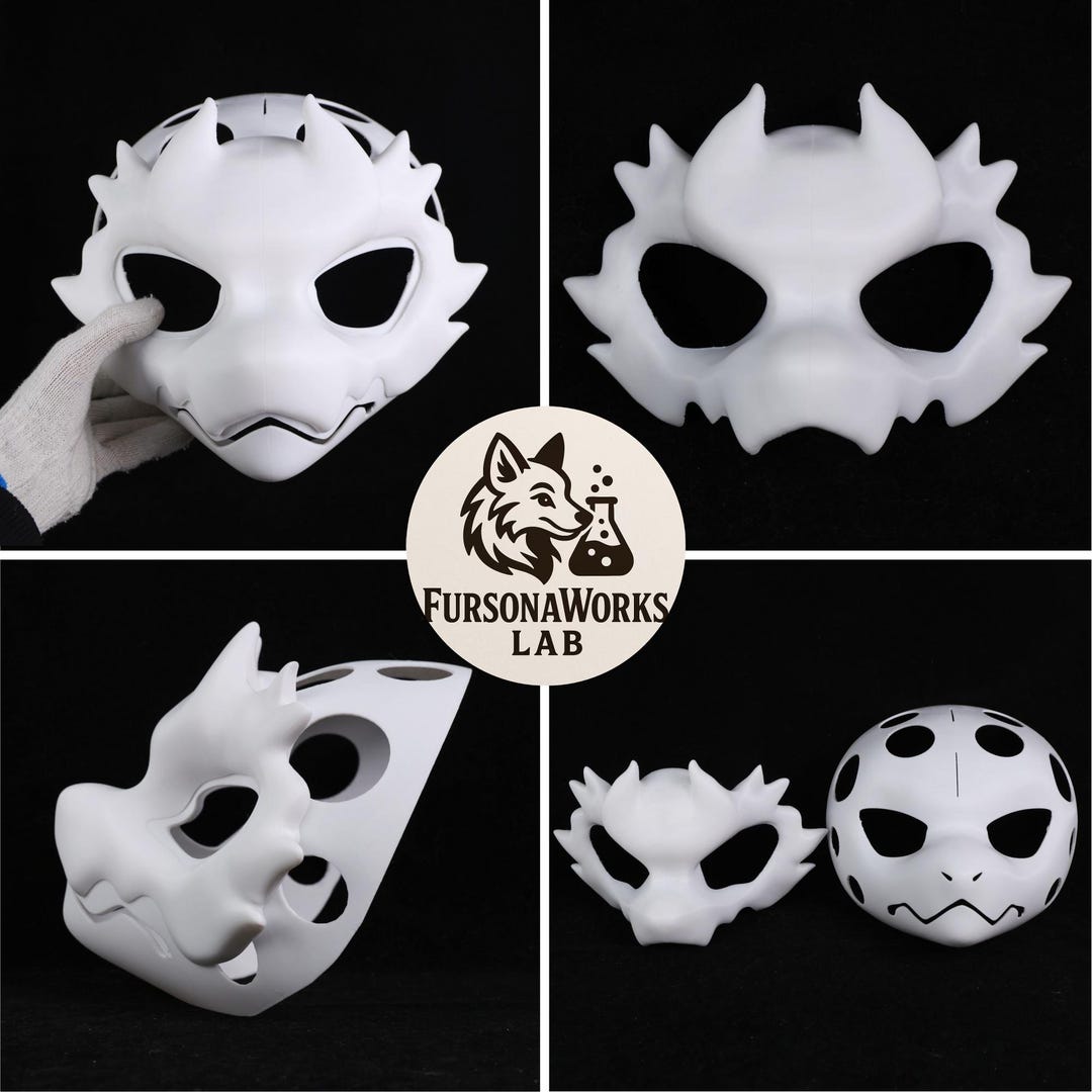 Double Layer Furry Mask Base 3D Printed PLA Skeletal Fantasy Dragon ...