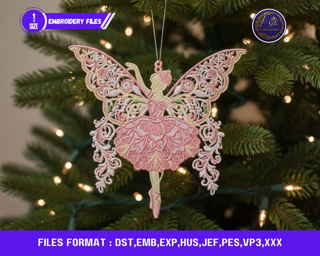 FSL Ballerina Embroidery Design: Blue Lace Ornament (digital File) - Etsy