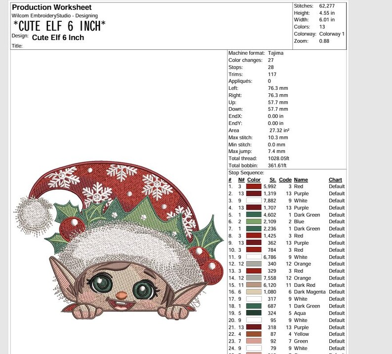 Cute Elf Embroidery Design | Split Elf Christmas Embroidery File ...