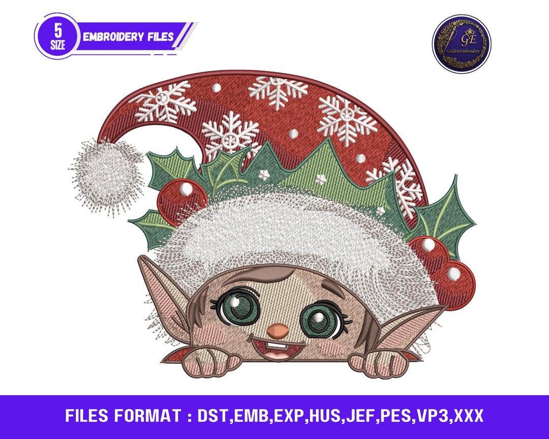 Cute Elf Embroidery Design | Split Elf Christmas Embroidery File ...